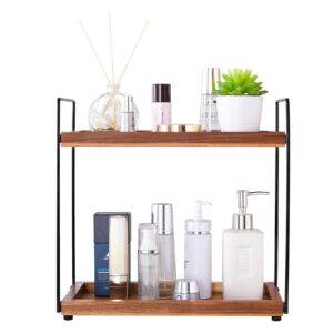 Bathroom Counter Organizer Countertop Storage - 2 Tier Bathroom Countertop Organizer Coffee Bar Organization Acacia Wood Counter Top Organizer Kitchen Spice Rack Vanity Shelf Toilet Vanity Organizer