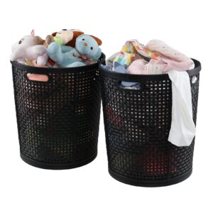 rinboat 40 l plastic baskets for storage, round plastic laundry hampers, 2 packs