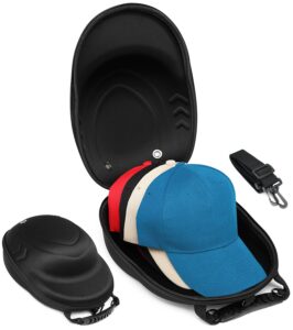 slinrke hat travel case - hard hat case for baseball caps, hat carrier case with carrying handle & shoulder strap, hat organizer protects up to 6 hats - perfect for traveling & home storage