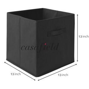 Casafield Set of 12 Collapsible Fabric Cube Storage Bins, Black - 13" Foldable Cloth Baskets for Shelves, Cubby Organizers & More