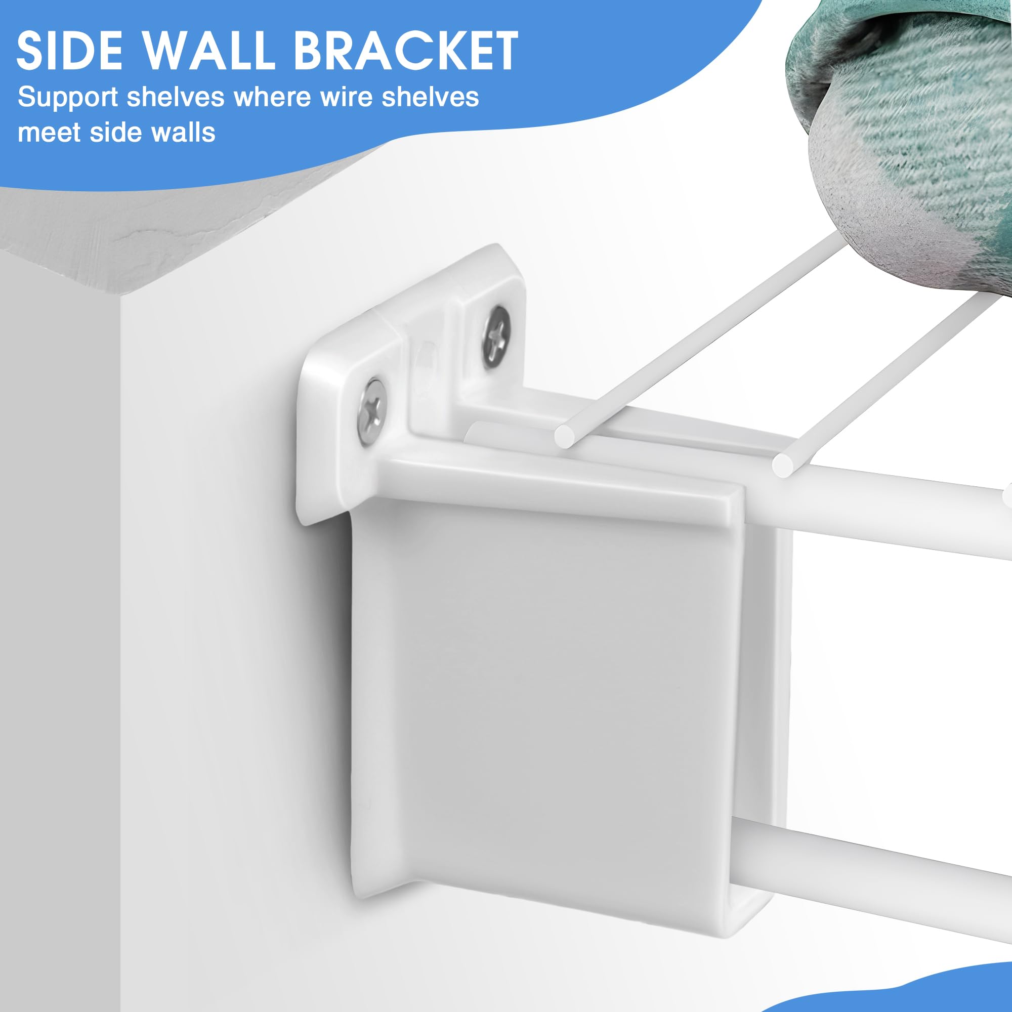 Dreyoo 12 Pack Wire Shelf End Bracket, White Plastic Closet Shelves Brackets, Wall Mount Brackets for Shelves Closet, Screws Included