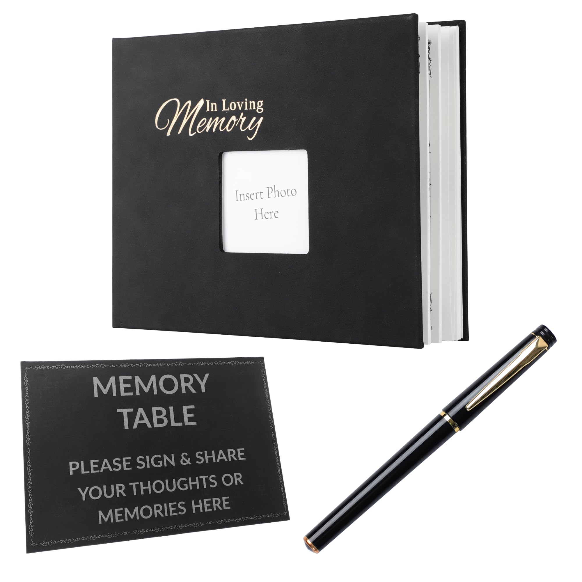 Funeral Guest Book for Memorial Service with Photo Slot, 88 Pages Guest Book for The Celebration Life, Guest Sign in Book for Funerals, Condolence Book Funeral Memorial Guestbook