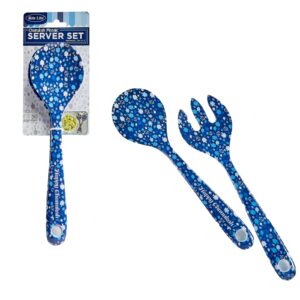 rite lite hanukkah salad server gift set - fork & spoon melamine chanukah mosaic design elegant jewish holiday party hostess gifts party favors cooking kitchen accessories festival of lights