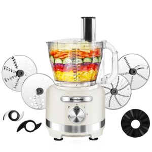 homtone 16 cup food processor, french-fry-cutter food processors, 9 functions 7 blades for shredding, slicing, doughing, emulsfying and meat vegetable chopping for home use, 3 speeds, 600w, beige