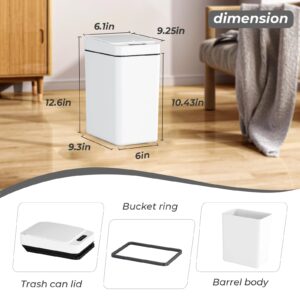 Bathroom Trash Can with Lid 2.4 Gallon Smart with Lid Motion Sensor Trash Can Waterproof Narrow Small Garbage Bin for Kitchen Bathroom Office Living Room