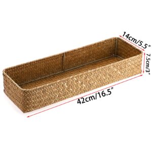 Sumnacon Toilet Paper Basket Bathroom Toilet Paper Storage Basket Seagrass Back of Toilet Storage Basket for Toilet Paper Tissue Towel Woven Toilet Paper Organizer Basket for Bathroom Shelf, Caramel