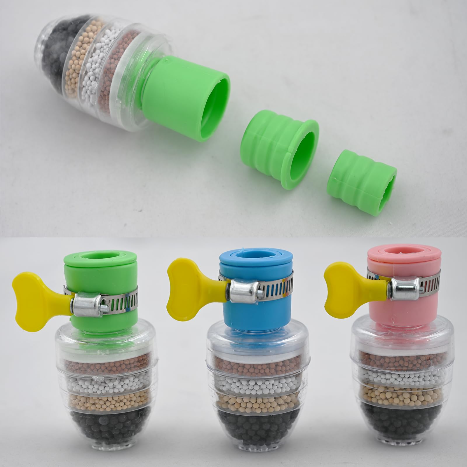 3 Pcs Faucet Water Filter,6 Layer Cartridge Activated Carbon Filters Water Filter Faucet, Water Filter Replacements for Sink Applicable 1/2inch - 3/4inch Faucet