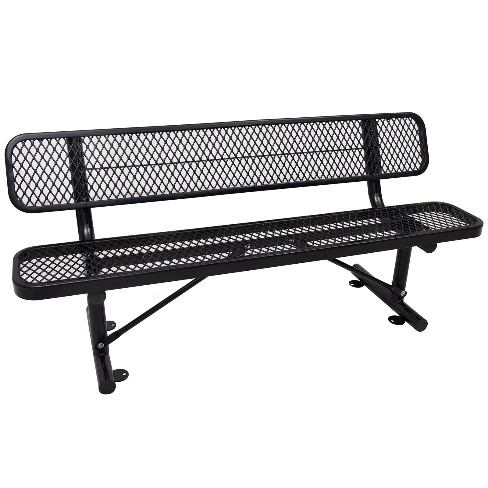 GOJLEX 6FT Outdoor Garden Bench, Metal Park Bench for 2-4 People, Patio Bench for Park, Garden, Yard, Front Porch, Path, Lawn Decoration, 900lb Weight Capacity (Black)