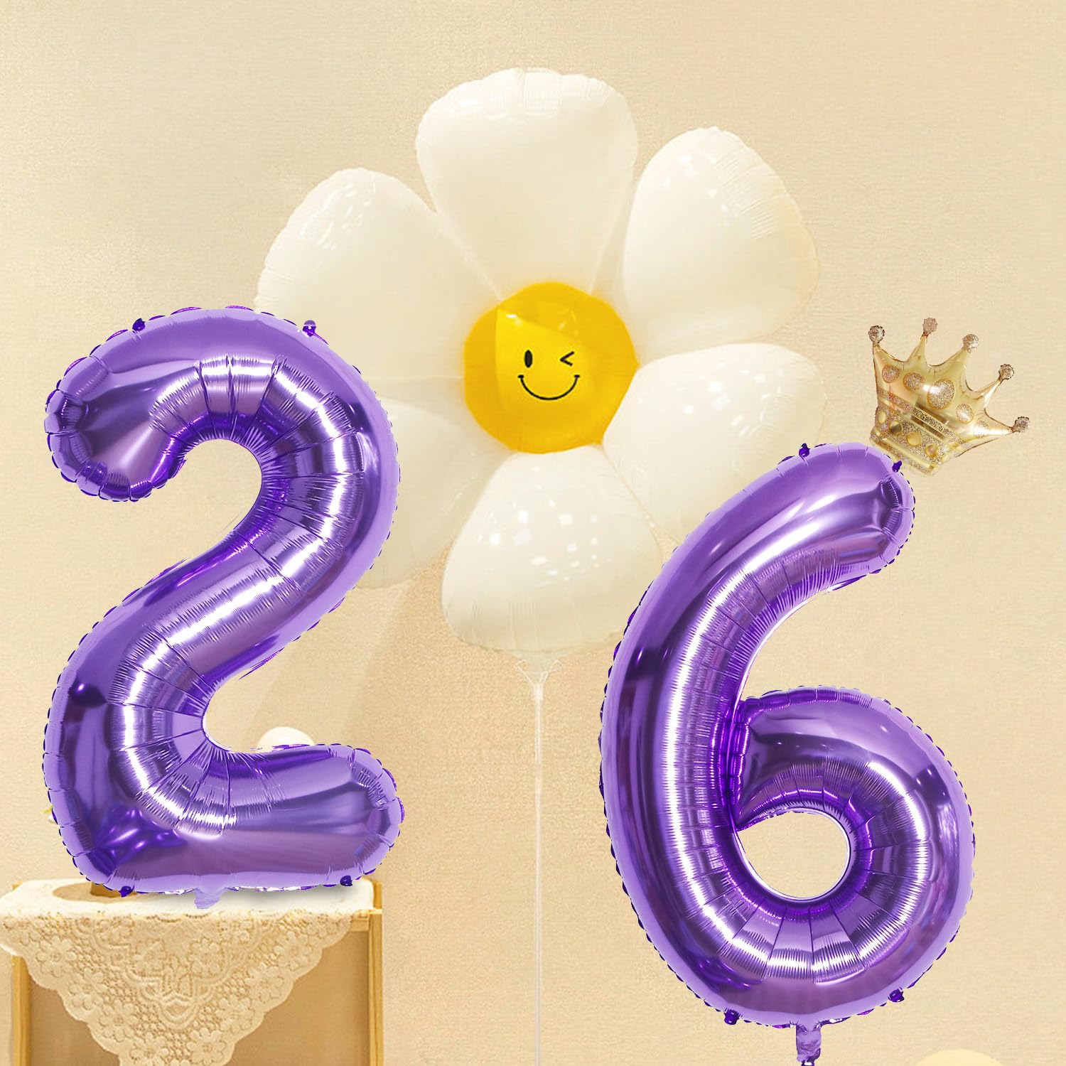 YFHVJTKO 32 Inch Number 16 Gold Crown Balloon Set,16th Celebration Decorations for Happy 16th Birthday Party Wedding Bridal Shower Engagement Photo Shoot Anniversary Decoration, Purple 16 Balloon