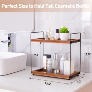 Bathroom Counter Organizer Countertop Storage - 2 Tier Bathroom Countertop Organizer Coffee Bar Organization Acacia Wood Counter Top Organizer Kitchen Spice Rack Vanity Shelf Toilet Vanity Organizer