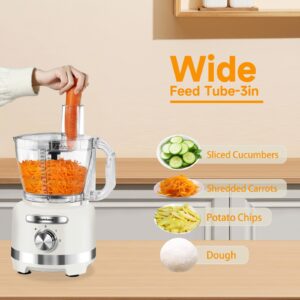 Homtone 16 Cup Food Processor, French-Fry-Cutter Food Processors, 9 Functions 7 Blades for Shredding, Slicing, Doughing, Emulsfying and Meat Vegetable Chopping for Home Use, 3 Speeds, 600W, Beige