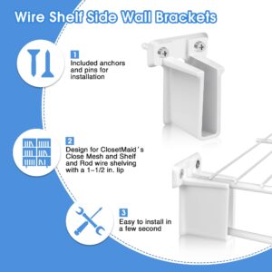 Dreyoo 12 Pack Wire Shelf End Bracket, White Plastic Closet Shelves Brackets, Wall Mount Brackets for Shelves Closet, Screws Included