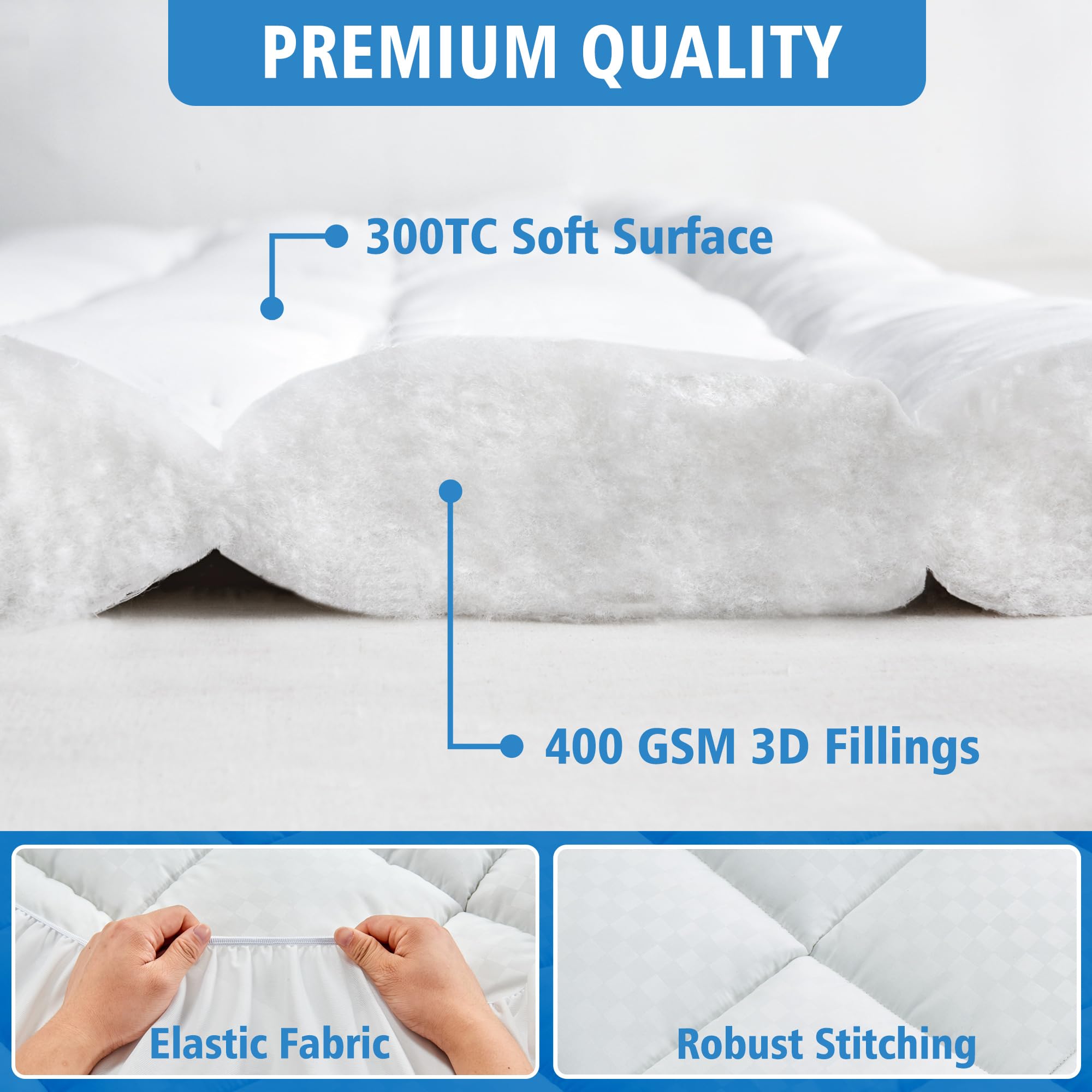 GOONIK Twin XL Mattress Pad Cover for College Dorm Room Essentials, Back to School Pillow Top Cooling Mattress Topper for Twin Extra Long Bed with 6-21 inches Deep Pocket, 39x80 Inches, White