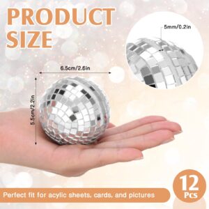 Engrowtic Disco Ball Place Card Holders Silver Table Number Holder for Photo Name Card Stands Disco Centerpiece Decor for Holiday Wedding Party Birthday Table Display Menu, 2 Inch(12 Pcs)