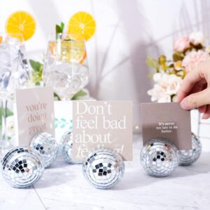 Engrowtic Disco Ball Place Card Holders Silver Table Number Holder for Photo Name Card Stands Disco Centerpiece Decor for Holiday Wedding Party Birthday Table Display Menu, 2 Inch(12 Pcs)