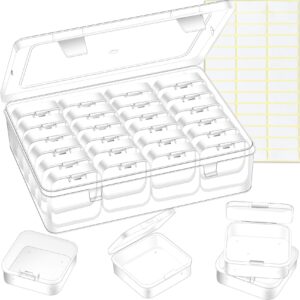 zoqini bead organizer box, 28pcs small clear plastic storage containers, 1 large craft organizer box, 1 sheet label, mini parts storage solution for beading jewelry making diamond arts screws seeds