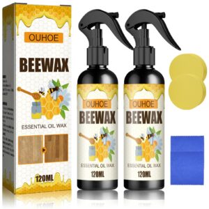 nuokou 2pcs natural beeswax spray, beeswax spray cleaner, beeswax furniture polish, the original beeswax spray, wood seasoning beewax for furniture floor, for furniture, floor, tables, cabinets