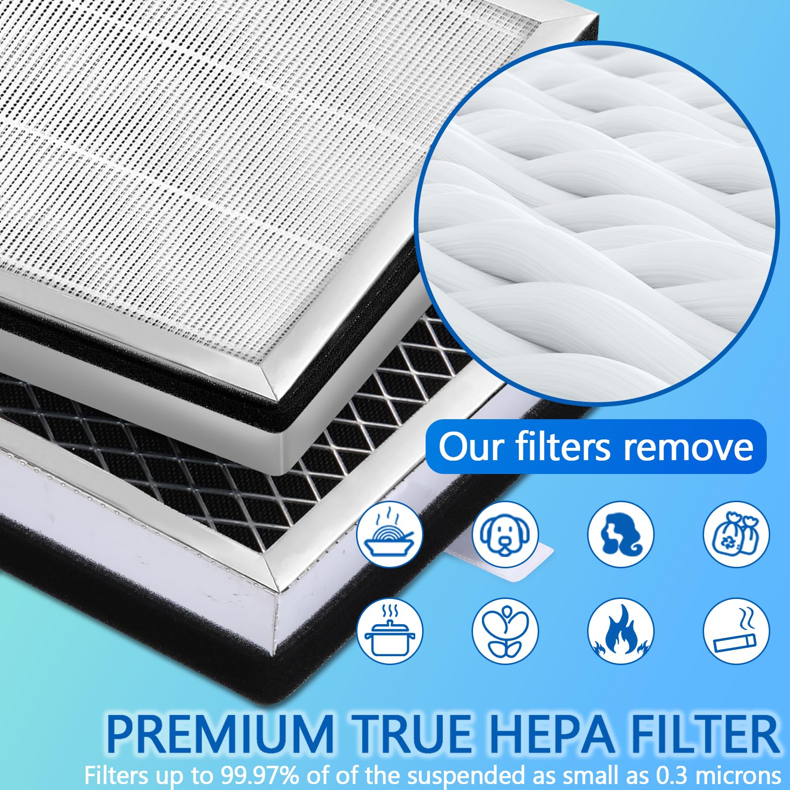 LOSKLENO 25 Replacement Filter 4 PACK Compatible with 25 Air Purifier, True HEPA 13 Fit for 25 Series Air Purifier B1/S1/W1 Models