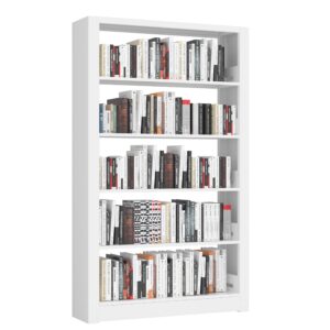 oseillc 5-tier bookshelf, white bookshelf with adjustable storage shelves, metal bookshelf, 69" tall bookcase for living room, library, office, bedroom, including book stopper