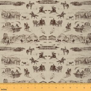 western cowboy decorative waterproof outdoor fabric 3 yard for chairs, western fabric by the yard vintage western cowboy upholstery fabric for brown farmhouse outdoor fabric