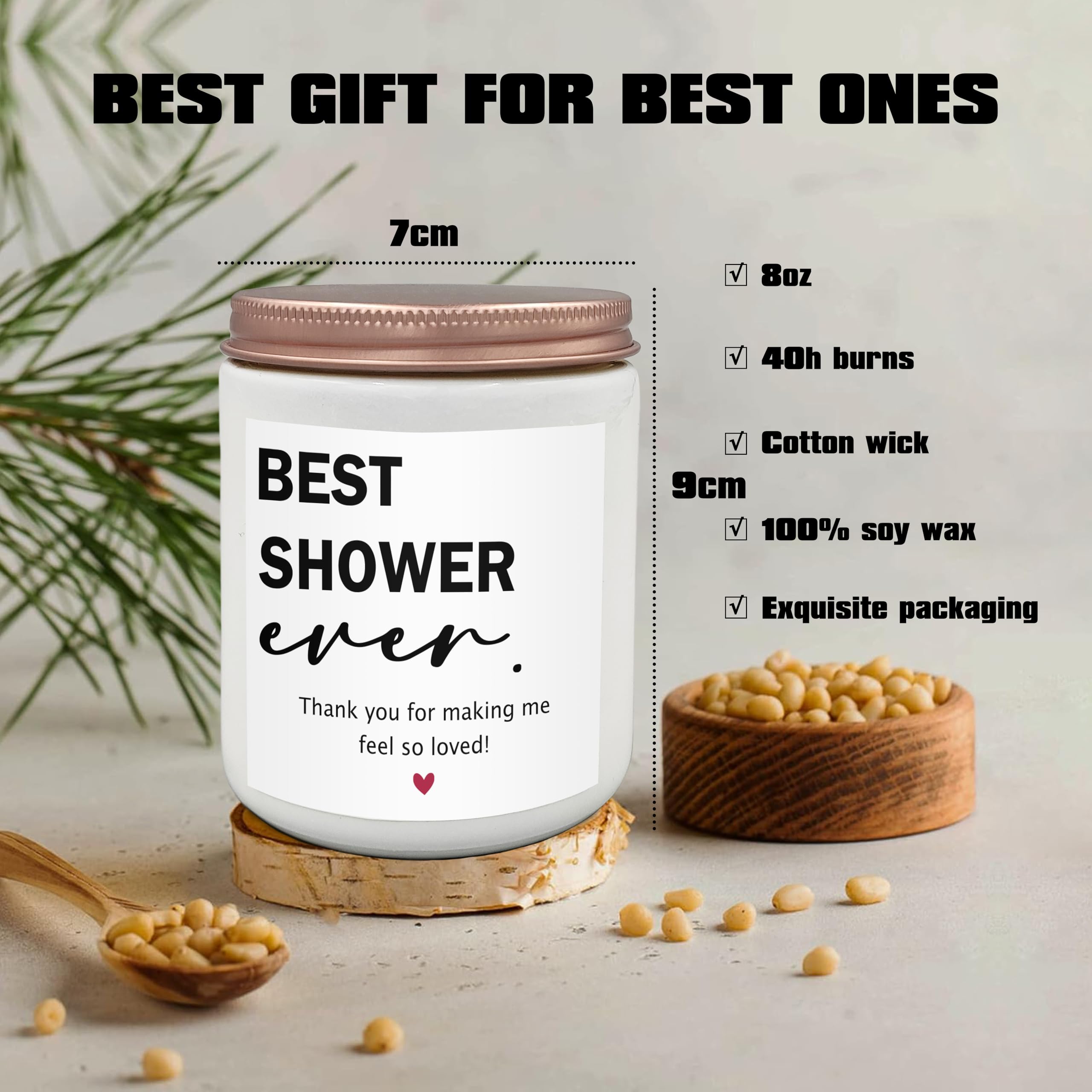 Qvapt Best Shower Ever Lavender Candle,Shower Hostess Gift,Baby Shower Thank You Gift,Bridal Shower Hostess Gift, Hostess Gift, Thank You Gift,Scented Candles 8oz, Jar Candles