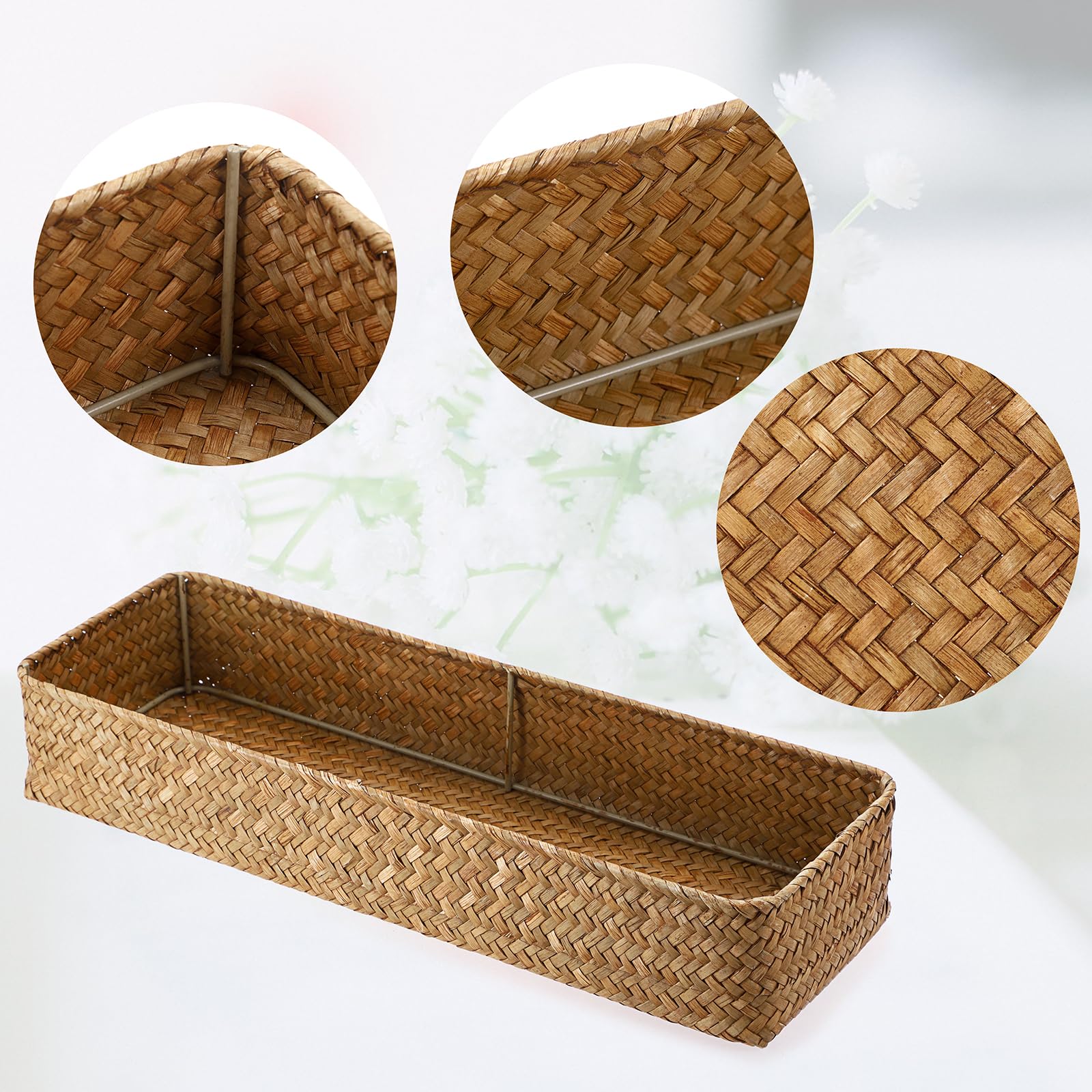 Sumnacon Toilet Paper Basket Bathroom Toilet Paper Storage Basket Seagrass Back of Toilet Storage Basket for Toilet Paper Tissue Towel Woven Toilet Paper Organizer Basket for Bathroom Shelf, Caramel