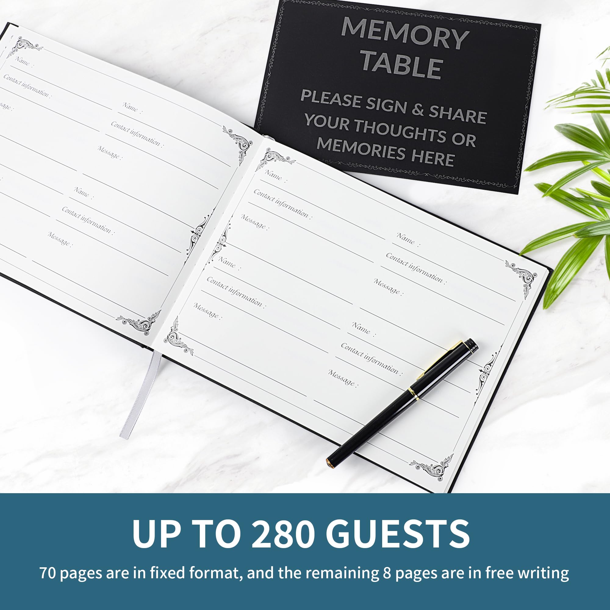 Funeral Guest Book for Memorial Service with Photo Slot, 88 Pages Guest Book for The Celebration Life, Guest Sign in Book for Funerals, Condolence Book Funeral Memorial Guestbook