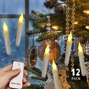 gmond 12pcs floating candles for halloween, decorative flameless halloween taper candles window magic floating flickering flameless hanging candles halloween candlesticks for party