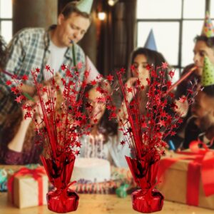 Crowye 18 Pieces Metallic Foil Spray Centerpiece Party Star Foil Spray Centerpiece Table Decoration Burst Centerpieces Metallic Table Centerpieces for Birthday Party Season Holiday (Red)