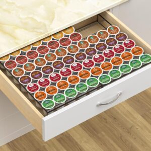 kssiaz coffee pod holder drawer, expandable k cup holder compatible with keurig k-cup, k cup drawer organizer hold 35-70 coffee pod storage for coffee station office and kitchen, black