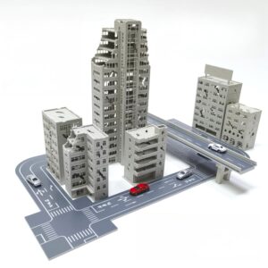 mycity1:300 battle damage scene, destroyed city scene, simulation assembly building model (a)