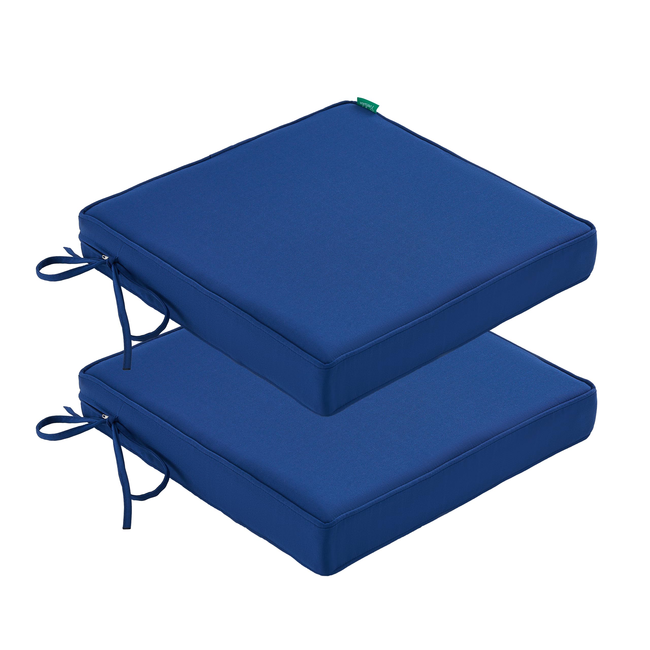 YOOZEKU Patio Chair Cushions Waterproof Outdoor Seat Cushions for Patio Furniture Set of 2 with Ties, 24 x 24 Inch, Navy Blue