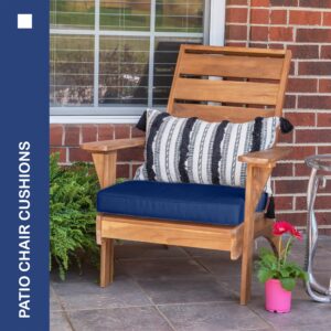 YOOZEKU Patio Chair Cushions Waterproof Outdoor Seat Cushions for Patio Furniture Set of 2 with Ties, 24 x 24 Inch, Navy Blue