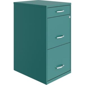 pemberly row 3 drawers 27.32" vertical turquoise metal filing cabinet lockable pre-assembled stationary letter size for home, office