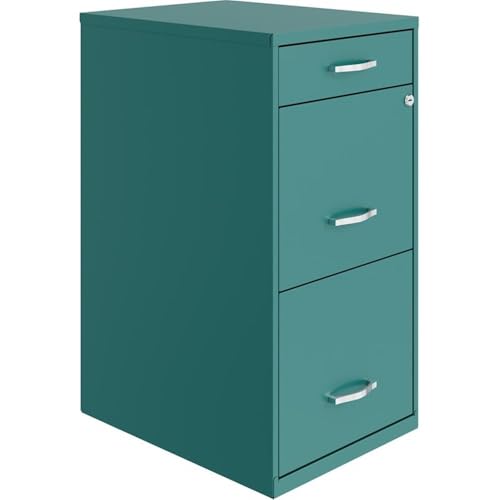 Pemberly Row 3 Drawers 27.32" Vertical Turquoise Metal Filing Cabinet Lockable Pre-Assembled Stationary Letter Size for Home, Office