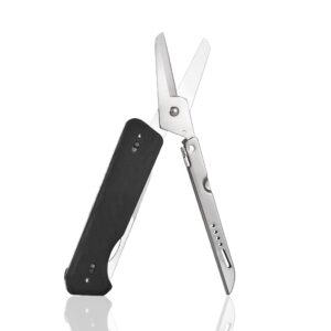 roxon s501u folding pocket scissors and replaceable knife blade with belt clip, 2 in 1 multi-tool for outdoors, camping, hiking, survival, rescue, hunting, durable & lightweight edc