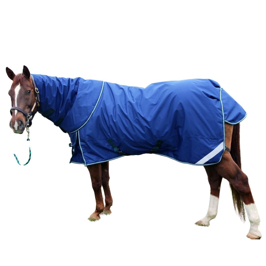 Pro-Trainer Turnout Blanket with Detachable Neck Cover in Navy, 1200-Denier Ripstop Material, 100G Fill, 78 Inches - Waterproof, Warm, Comfortable, Breathable Horse Blankets & Sheets