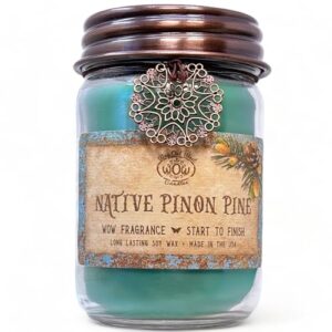 scented candle for home by way out west candles - long lasting home fragrance or essential oils - small candles gifts for women - 12 oz native piñon pine natural pine soy candles - made in usa