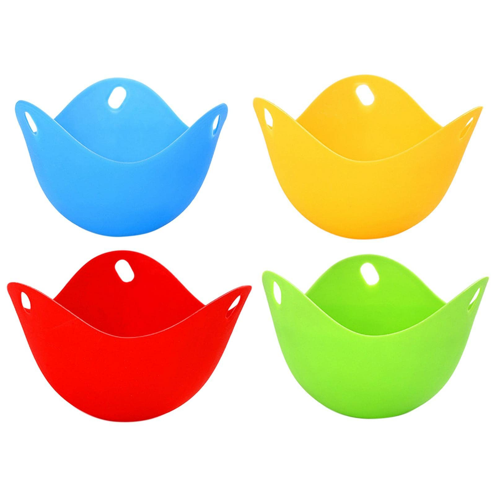 4 Pack Egg Poacher，Poached Eggs Accessory cookware Poached Egg Maker Egg Cups for Air Fryer, Thickened Stable Egg Cooker(red, blue, yellow, green)