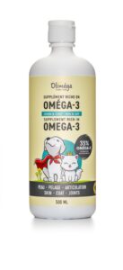 camelina oil for dogs & cats, 500ml by olimega farm | high in omega-3 & vitamin e | support for healthy joints, coat & skin | alternative to salmon oil for dogs | made in canada | non-gmo