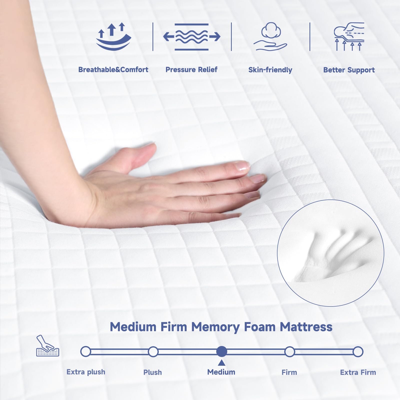 HEMERA Full Mattress, 12 Inch Green Tea Cooling Gel Memory Foam Mattress Full, Bed Mattress in a Box CertiPUR-US Certified, Supportive & Fiberglass Free, Washable Cover, Medium Firm, 75"*54"