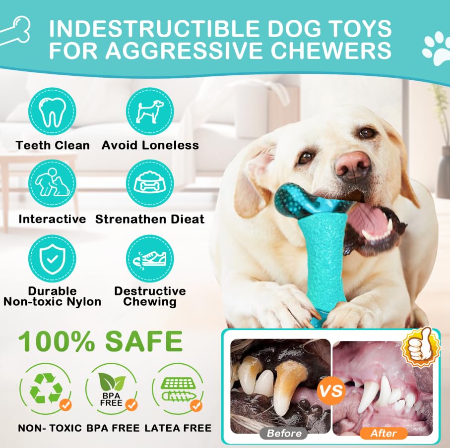 FRLEDM Dog Toys for Aggressive Chewers Indestructible Dog Toys Durable Dog Chew Toys for Large/Medium Breed, Real Bacon Flavored Best Dog Toys to Keep Them Busy