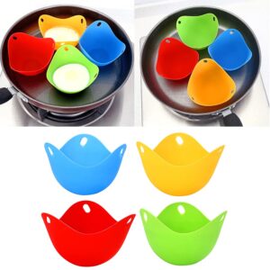 4 Pack Egg Poacher，Poached Eggs Accessory cookware Poached Egg Maker Egg Cups for Air Fryer, Thickened Stable Egg Cooker(red, blue, yellow, green)