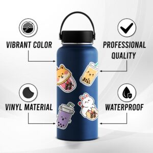 50 Pack Pcs Boba Bubble Tea Stickers for Water Bottles Waterproof Vinyl Laptop Luggage Helmet Cups Funny Cute Random Sticker Packs Teens Girls Adults Boys Aesthetic Small Decals