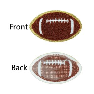 SaktopDeco 6 PCS Football Patch Chenille Football Iron On Patches Gold Edges Football Embroidered Patches for DIY Sew Making Clothes