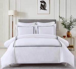 royal tradition 3pc percale duvet cover set (king/calking) sadie embroidered comforter cover with pillow shams