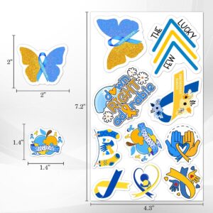 50 Pack Pcs Down Syndrome Awareness Ribbon Stickers for Water Bottles Waterproof Vinyl Laptop Luggage Inspirational Sticker Packs Adults Teens Girls Boys Aesthetic Small Decals