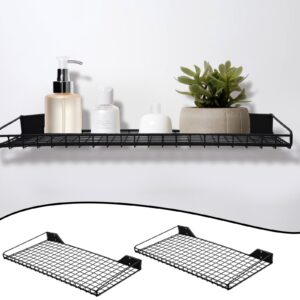 Suzile 4 Pcs Garage Wall Shelf 23.6'' x 11.8'' Wall Mount Heavy Duty Metal Shelves Mesh Storage Rack for Garage, Office, Basement and Kitchen, Load up to 100 Lbs, Black