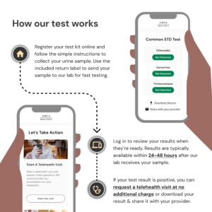 Simple HealthKit At-Home Common STD Test Kit for Chlamydia, Gonorrhea & Trichomoniasis - Tests for 3 Most Common STDs - STD Test Kit - Free Follow-Up Care & Fast Lab Results