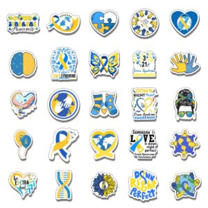 50 Pack Pcs Down Syndrome Awareness Ribbon Stickers for Water Bottles Waterproof Vinyl Laptop Luggage Inspirational Sticker Packs Adults Teens Girls Boys Aesthetic Small Decals